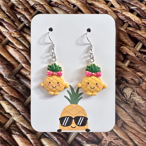 Jewelry | New Cute Happy Pineapple Dangle Earrings 2 Long X 9 Wide | Poshmark